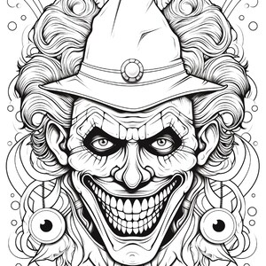 Creepy Evil Clowns 1-5 Adult Coloring Pages 8.5x11 - Etsy