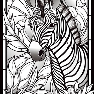 Animals Stained Glass FX 71-75 Adult Coloring Pages 8x11 - Etsy
