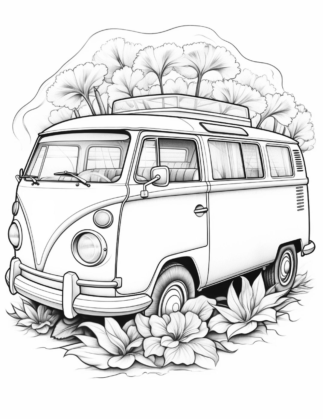 VW Micro Bus Camping Adventures Series 56-60 Coloring Pages 8x11 - Etsy