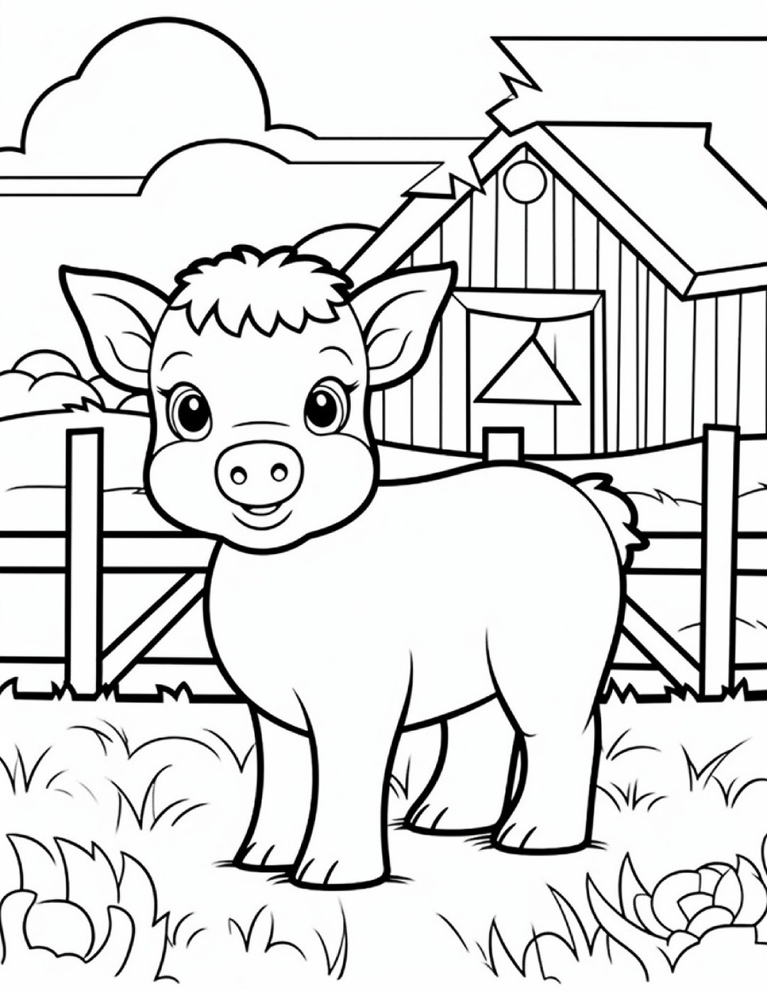 Cute Farm Animals 166-170 Kids Coloring Pages 8x11 - Etsy