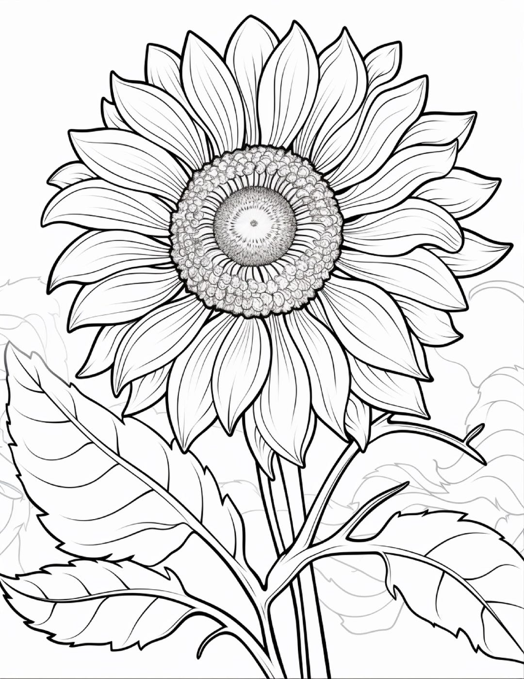 Sunflowers 1 5 Adult Coloring Pages 8x11 Etsy