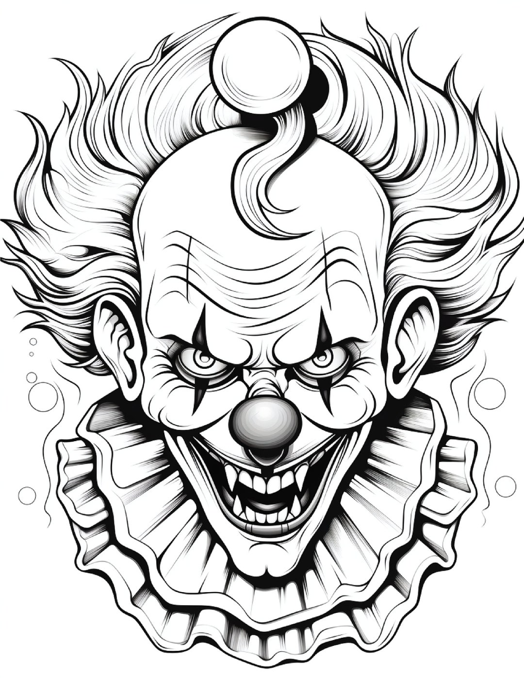 Creepy Evil Clowns 1-5 Adult Coloring Pages 8.5x11 - Etsy