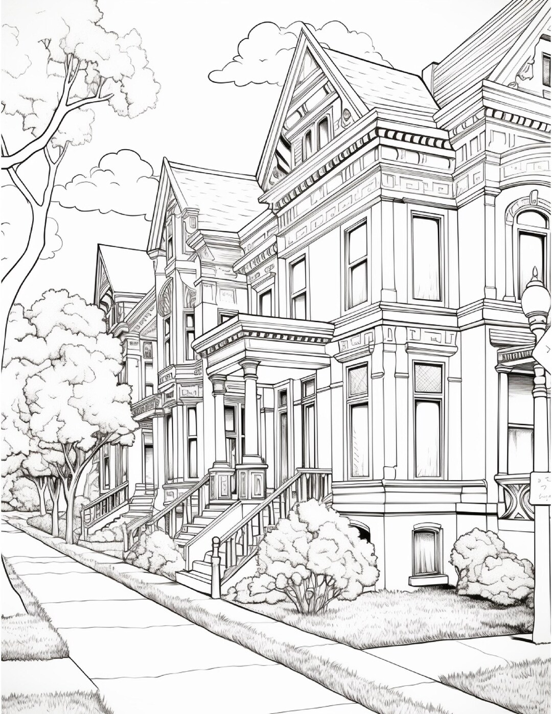 Victorian Houses 26-30 Adults Coloring Pages 8x11 - Etsy
