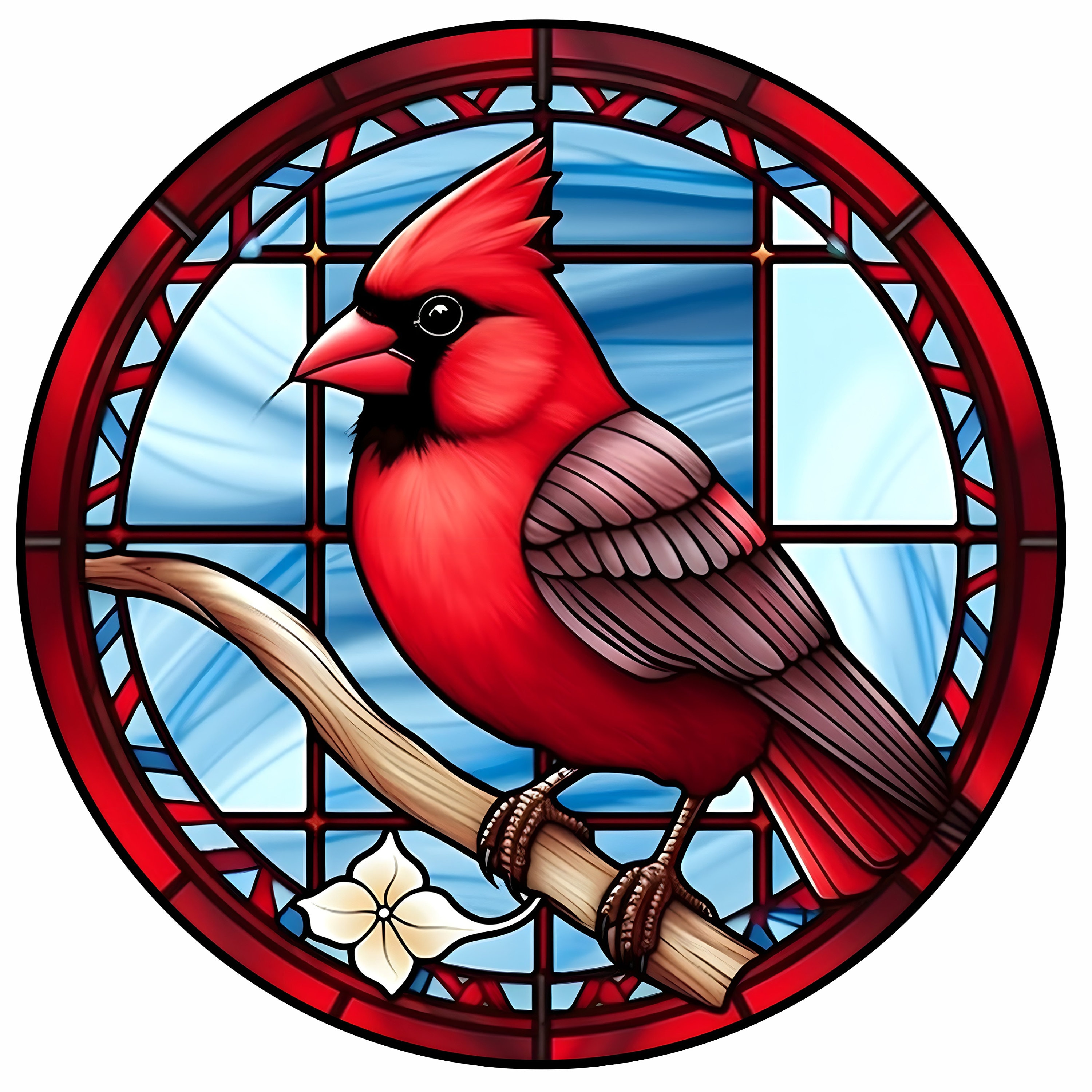 Cardinal 3 Stained Glass graphic Simulated 10 Round Dye Sublimated Wall ...