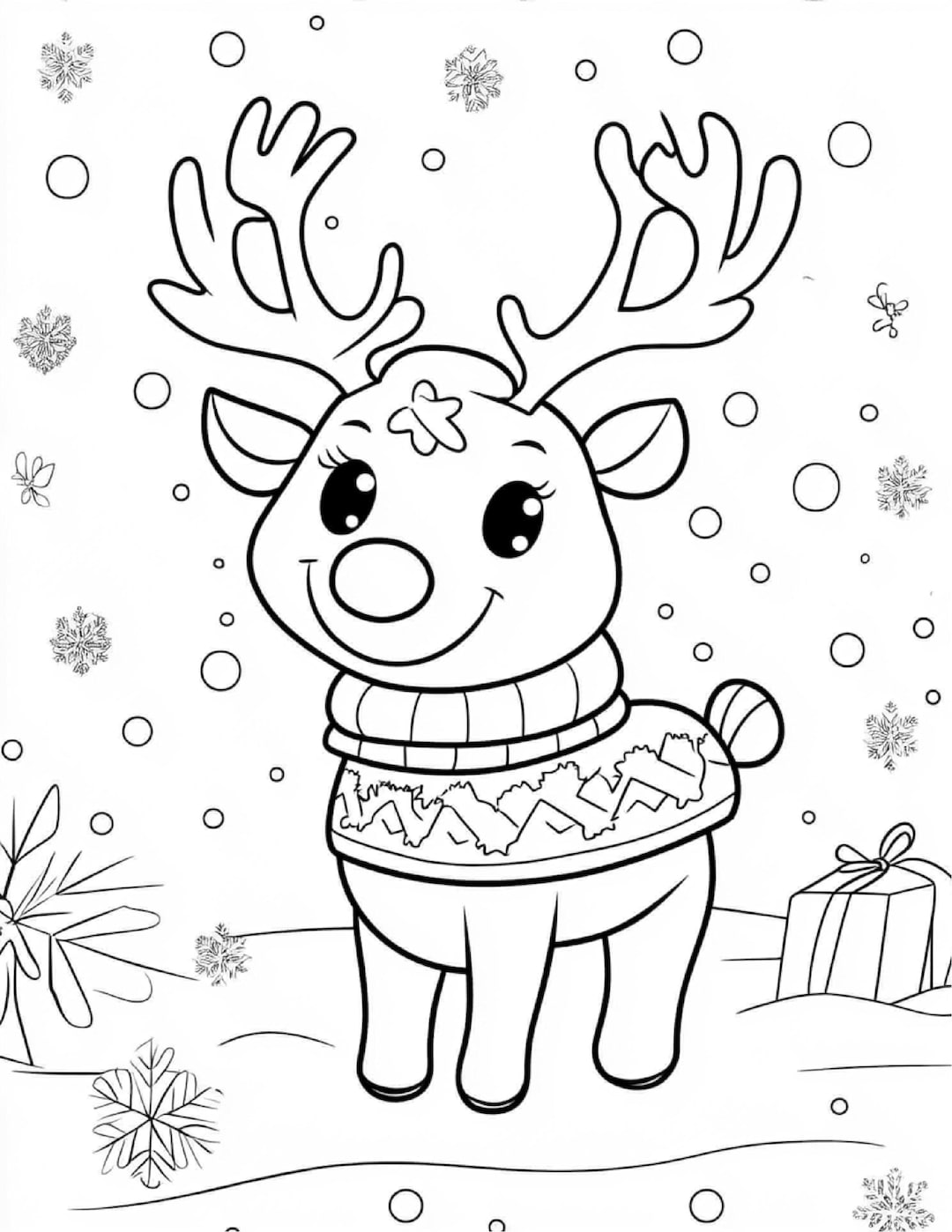 Cute Christmas 91-95 Kids Coloring Pages 5 8x11 - Etsy