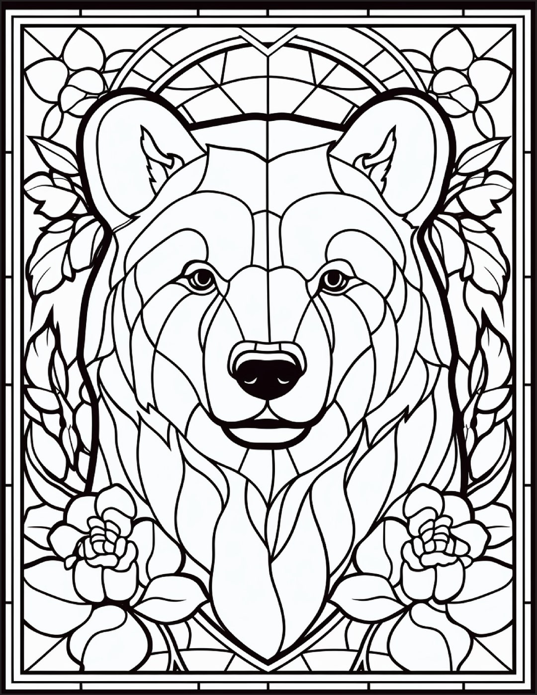 Animals Stained Glass FX 51-55 Adult Coloring Pages 8x11 - Etsy