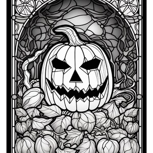 Halloween Stained Glass 1-5 Adult Coloring Pages 8x11 - Etsy