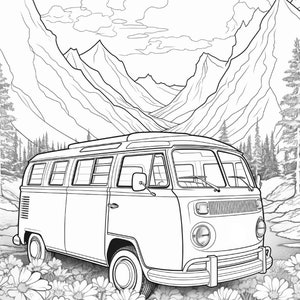 VW Micro Bus Camping Adventures Series 46-50 Coloring Pages 8x11 - Etsy