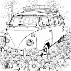 VW Micro Bus Camping Adventures Series 36-40 Coloring Pages 8x11 - Etsy