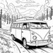 VW Micro Bus Camping Adventures Series 56-60 Coloring Pages 8x11 - Etsy