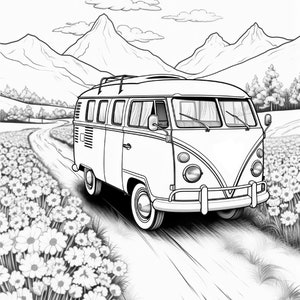 VW Micro Bus Camping Adventures Series 16-20 Coloring Pages 8x11 - Etsy