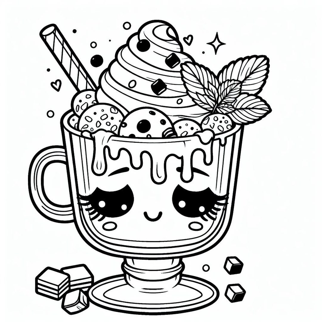 Ice Cream Cup 6-10 Kids Coloring Pages 8x11 - Etsy Australia