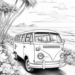 VW Micro Bus Camping Adventures Series 46-50 Coloring Pages 8x11 - Etsy