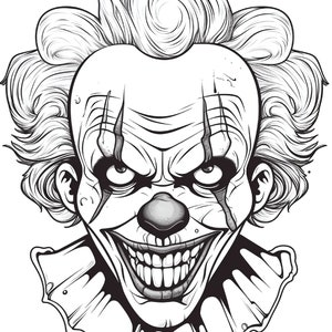 Creepy Evil Clowns 1-5 Adult Coloring Pages 8.5x11 - Etsy