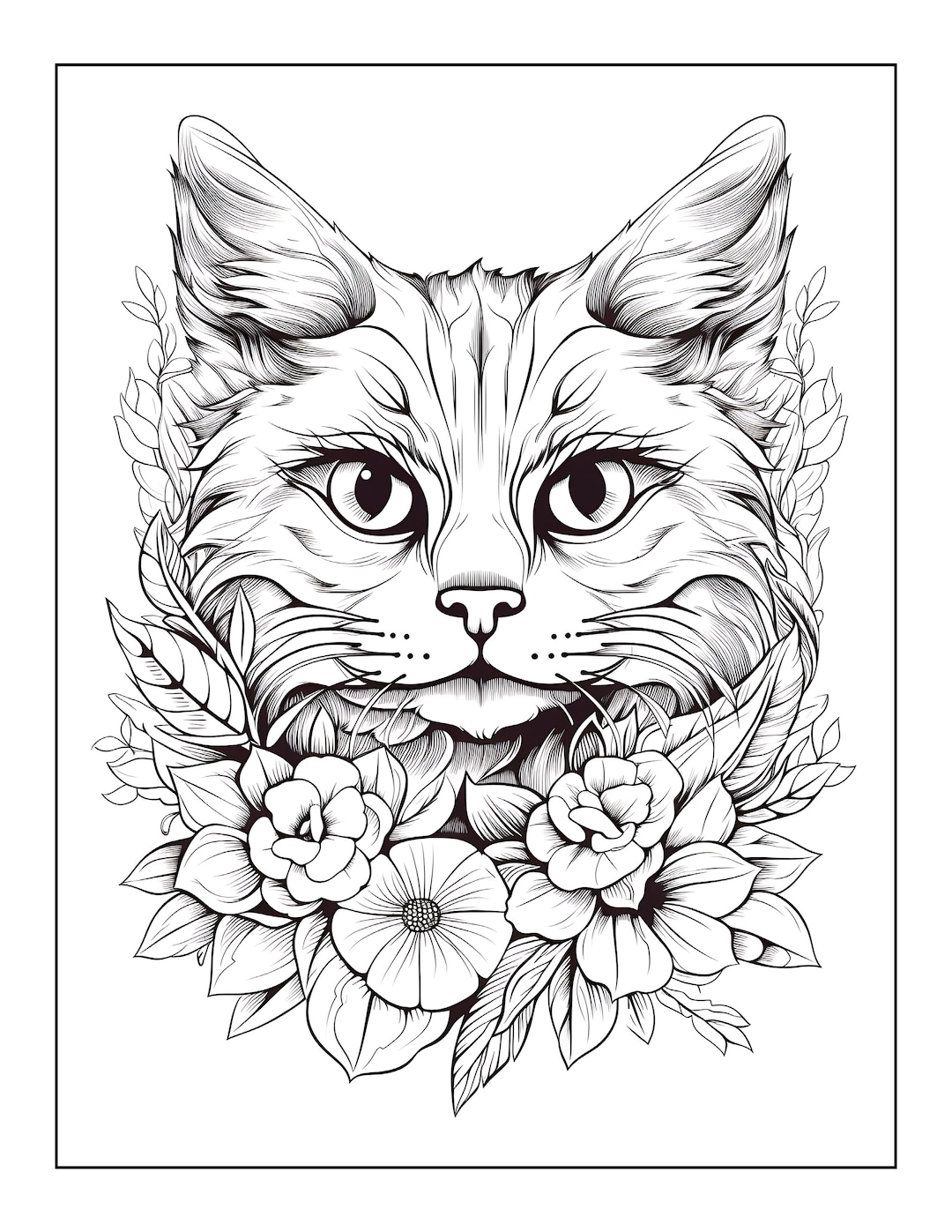 Cats & Flowers Series 26-30 Coloring Pages 8x11 - Etsy