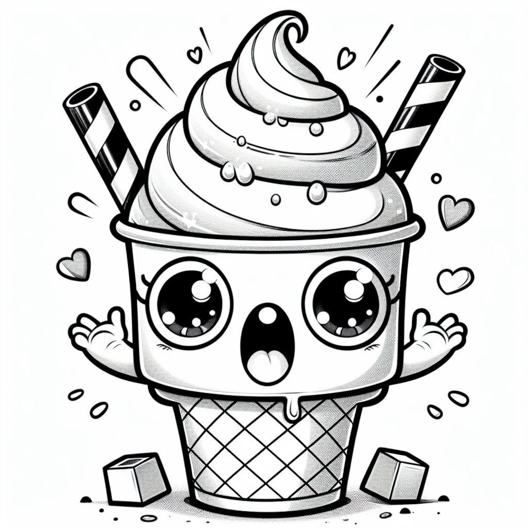 Ice Cream Cup 41-45 Kids Coloring Pages 8x11 - Etsy