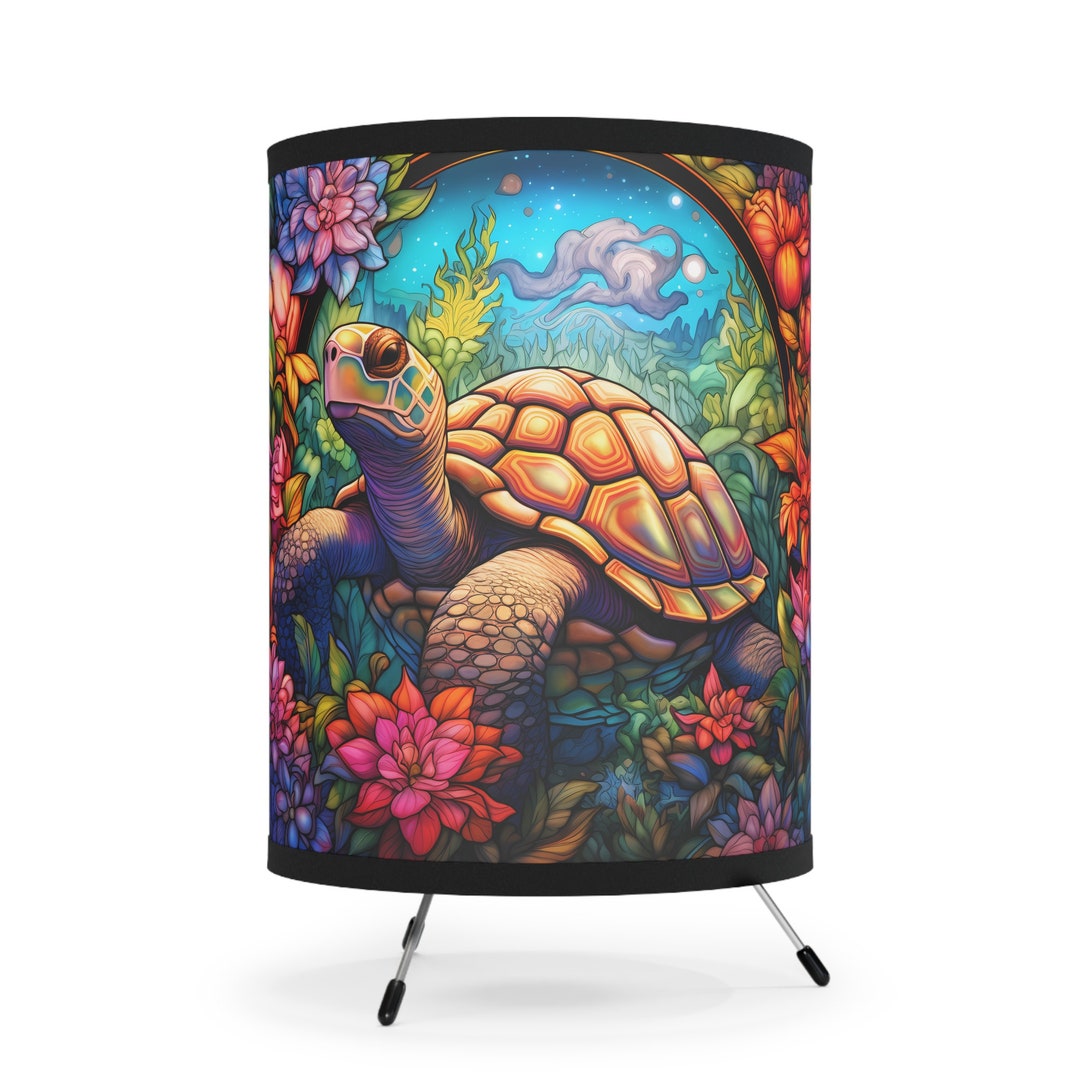 Sea Turtles Stained Glass Series 8 Tripod Lamp With High-res Printed ...