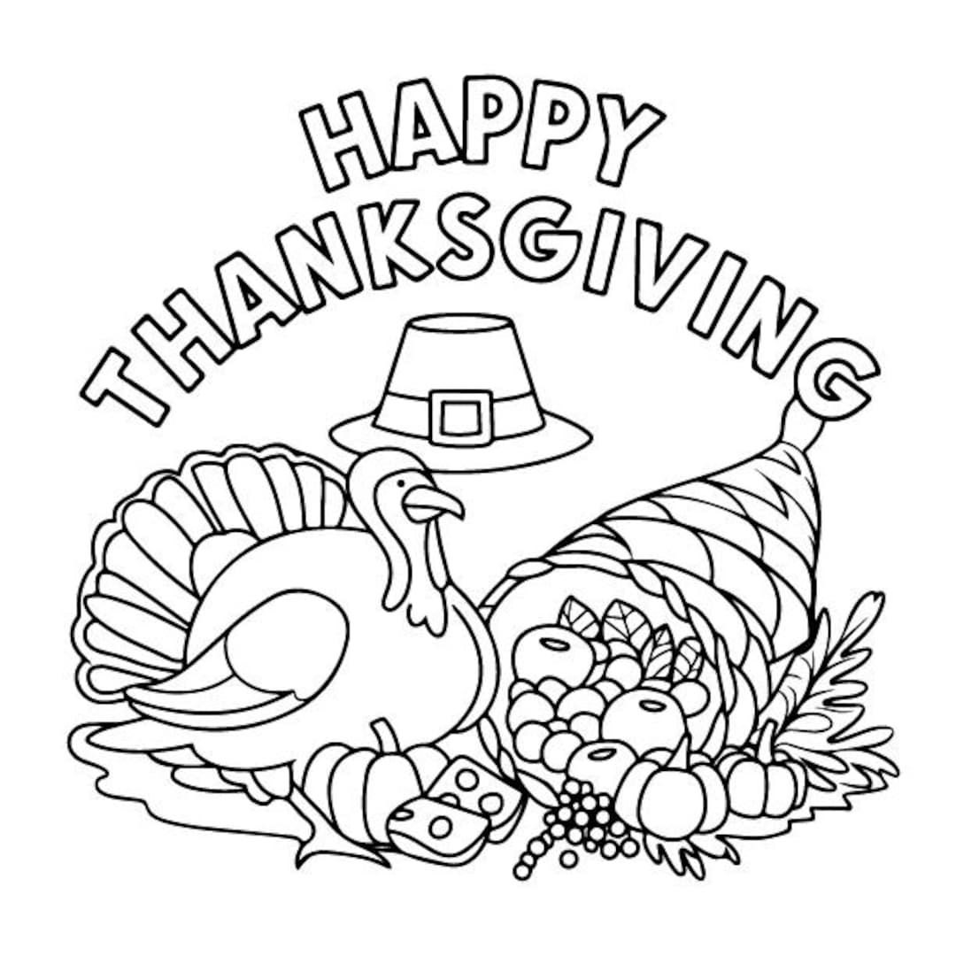 Happy Thanksgiving 56-60 Kids Coloring Pages 5 8x11 - Etsy