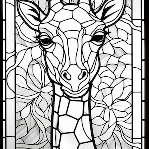 Animals Stained Glass FX 46-50 Adult Coloring Pages 8x11 - Etsy