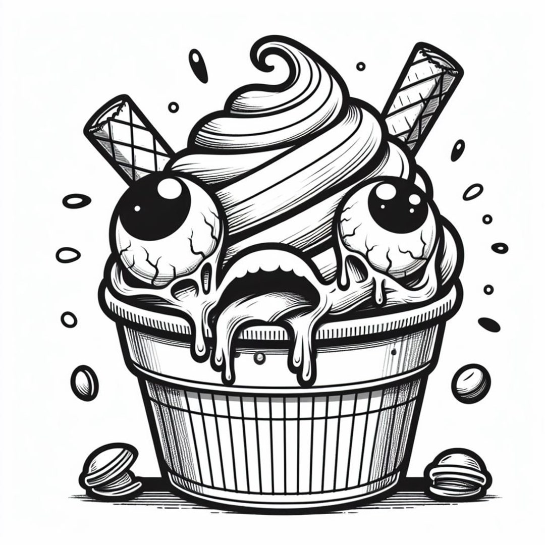 Ice Cream Cup 16-20 Kids Coloring Pages 8x11 - Etsy