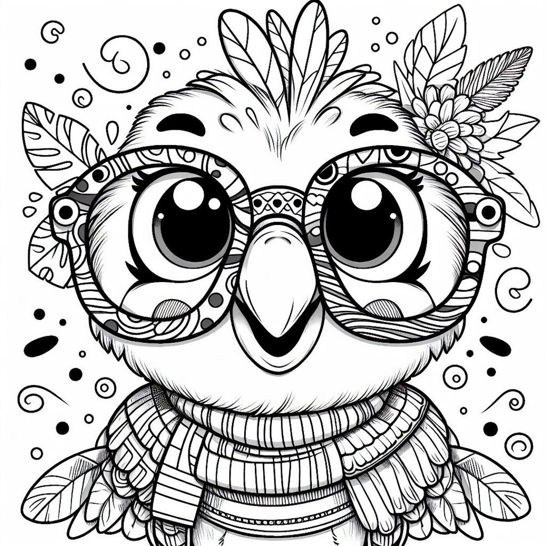 Cute Parrot 46-50 Kids Coloring Pages 8x11 - Etsy
