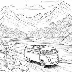 VW Micro Bus Camping Adventures Series 61-65 Coloring Pages 8x11 - Etsy