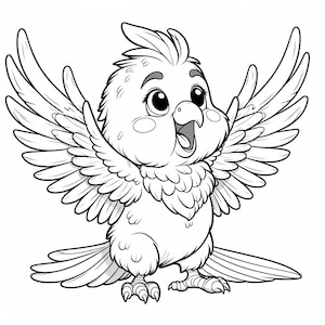 Cute Parrot 11-15 Kids Coloring Pages 8x11 - Etsy