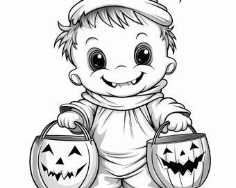 Cute Happy Halloween 6-10 Kids Coloring Pages 8x11 - Etsy