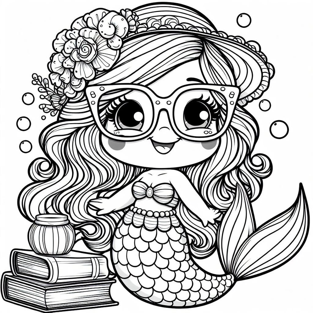 Mermaid 26-30 Kids Coloring Pages 8x11 - Etsy