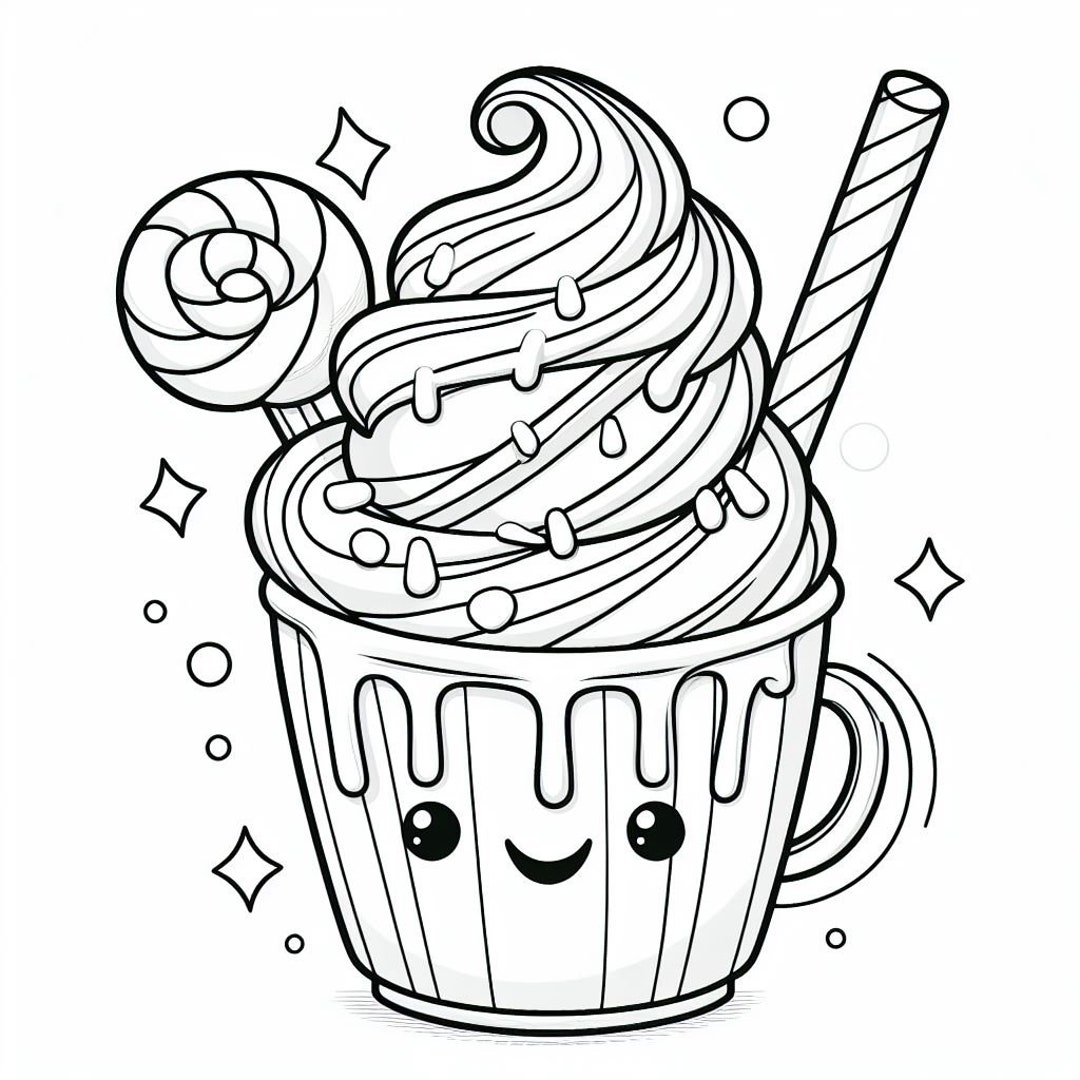 Ice Cream Cup 66-70 Kids Coloring Pages 8x11 - Etsy