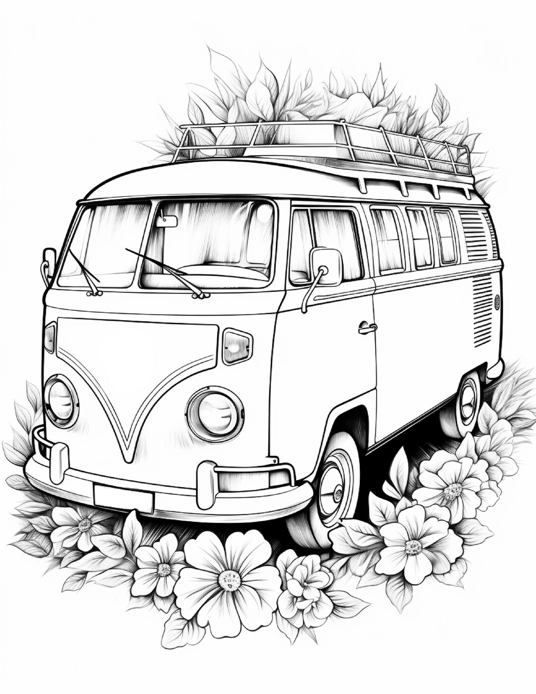 VW Micro Bus Camping Adventures Series 66-70 Coloring Pages 8x11 - Etsy