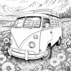VW Micro Bus Camping Adventures Series 16-20 Coloring Pages 8x11 - Etsy