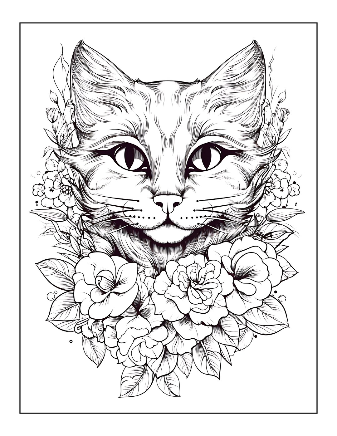 Cats & Flowers Series 46-50 Coloring Pages 8x11 - Etsy