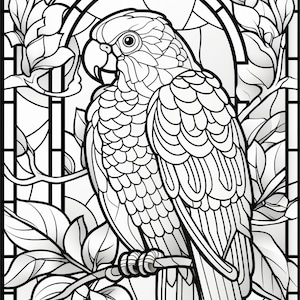 Animals Stained Glass FX 86-90 Adult Coloring Pages 8x11 - Etsy