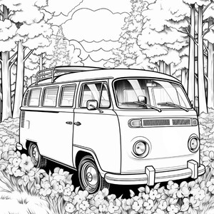 VW Micro Bus Camping Adventures Series 36-40 Coloring Pages 8x11 - Etsy