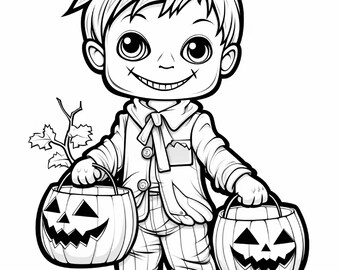 Cute Happy Halloween 6-10 Kids Coloring Pages 8x11 - Etsy