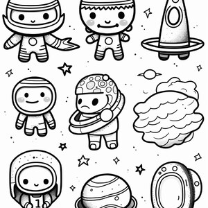 Space Adventures 46-50 Kids Coloring Pages 8x11 - Etsy