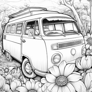 VW Micro Bus Camping Adventures Series 46-50 Coloring Pages 8x11 - Etsy