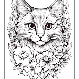 Cats & Flowers Series 21-25 Coloring Pages 8x11 - Etsy