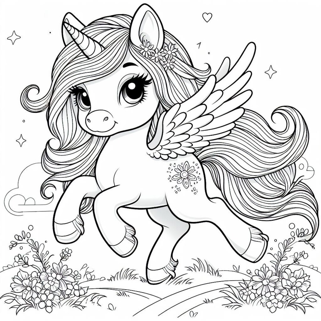 Enchanting Unicorn 46-50 Kids Coloring Pages 8x11 - Etsy