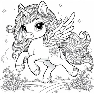 Enchanting Unicorn 46-50 Kids Coloring Pages 8x11 - Etsy