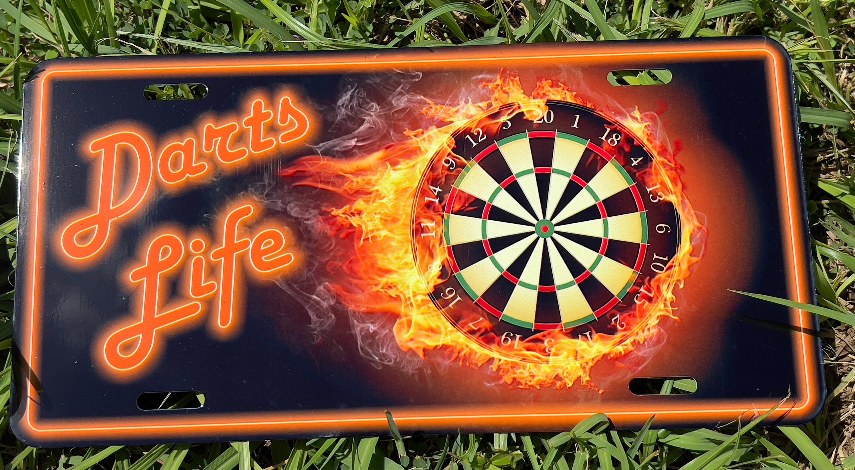 Darts Life Flaming Dartboard License Plate - Etsy