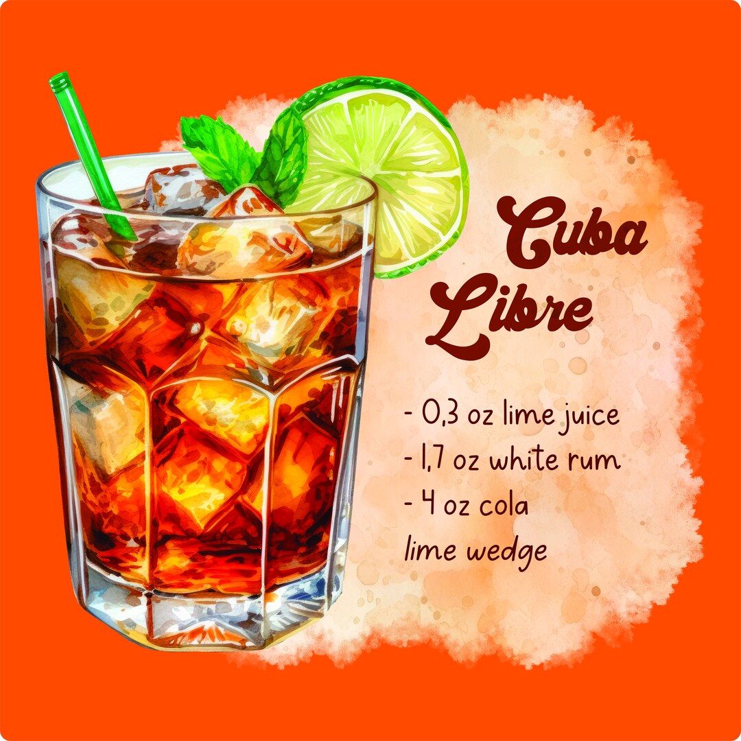 Cuban Libre Cocktail Recipe 12 X 12 Metal Wall Sign - Etsy