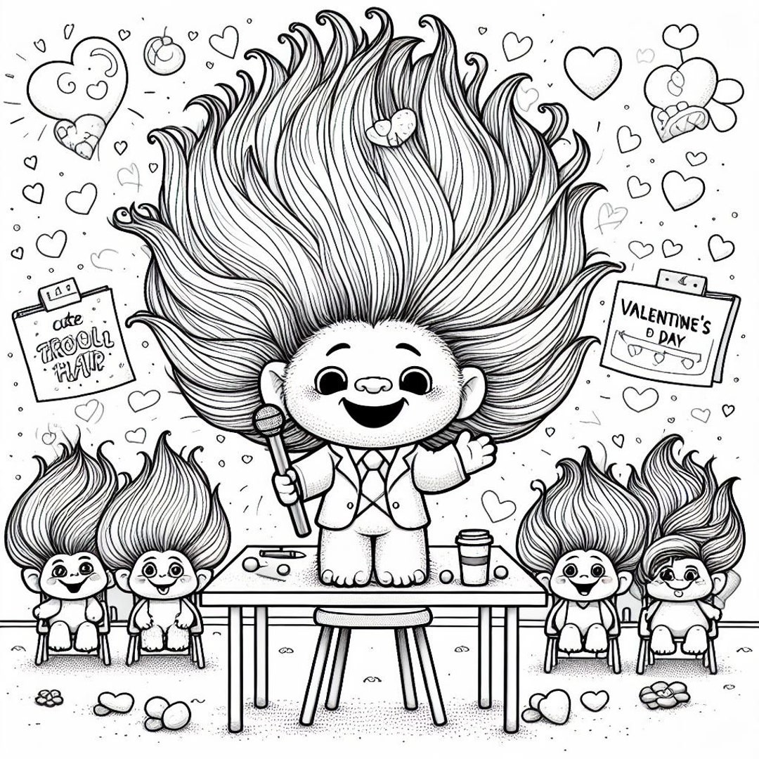 Troll Hairstyles 1-5 Kids, Teens & Adults Coloring Pages 5 8x11 - Etsy