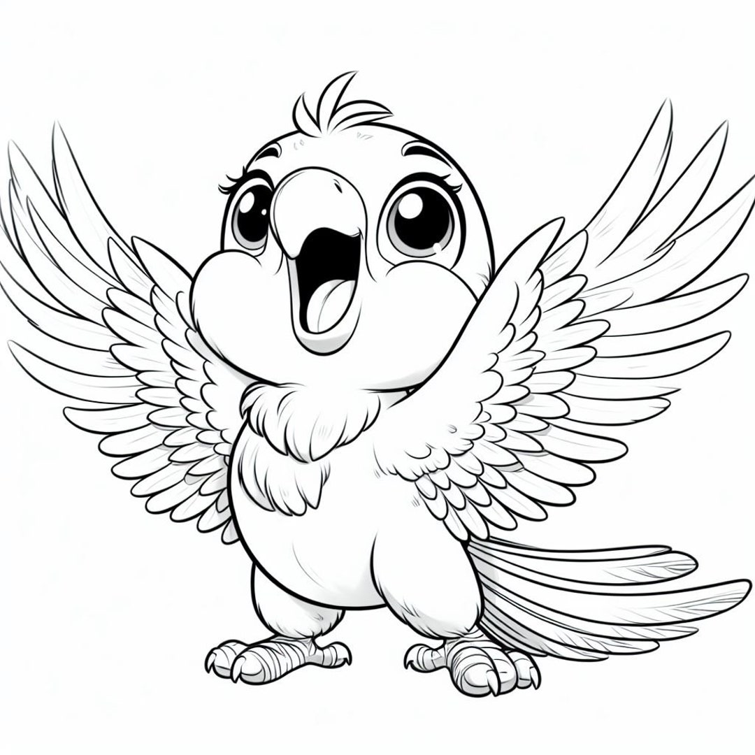 Cute Parrot 1-5 Kids Coloring Pages 8x11 - Etsy