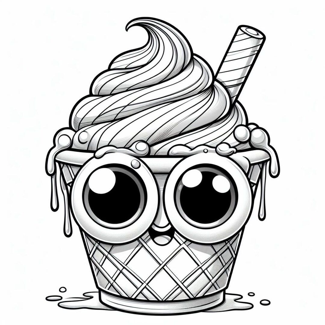 Ice Cream Cup 86-90 Kids Coloring Pages 8x11 - Etsy