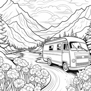 VW Micro Bus Camping Adventures Series 36-40 Coloring Pages 8x11 - Etsy