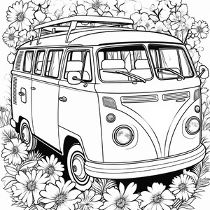 VW Micro Bus Camping Adventures Series 61-65 Coloring Pages 8x11 - Etsy