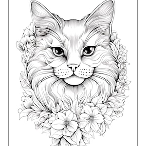 Cats & Flowers Series 51-55 Coloring Pages 8x11 - Etsy