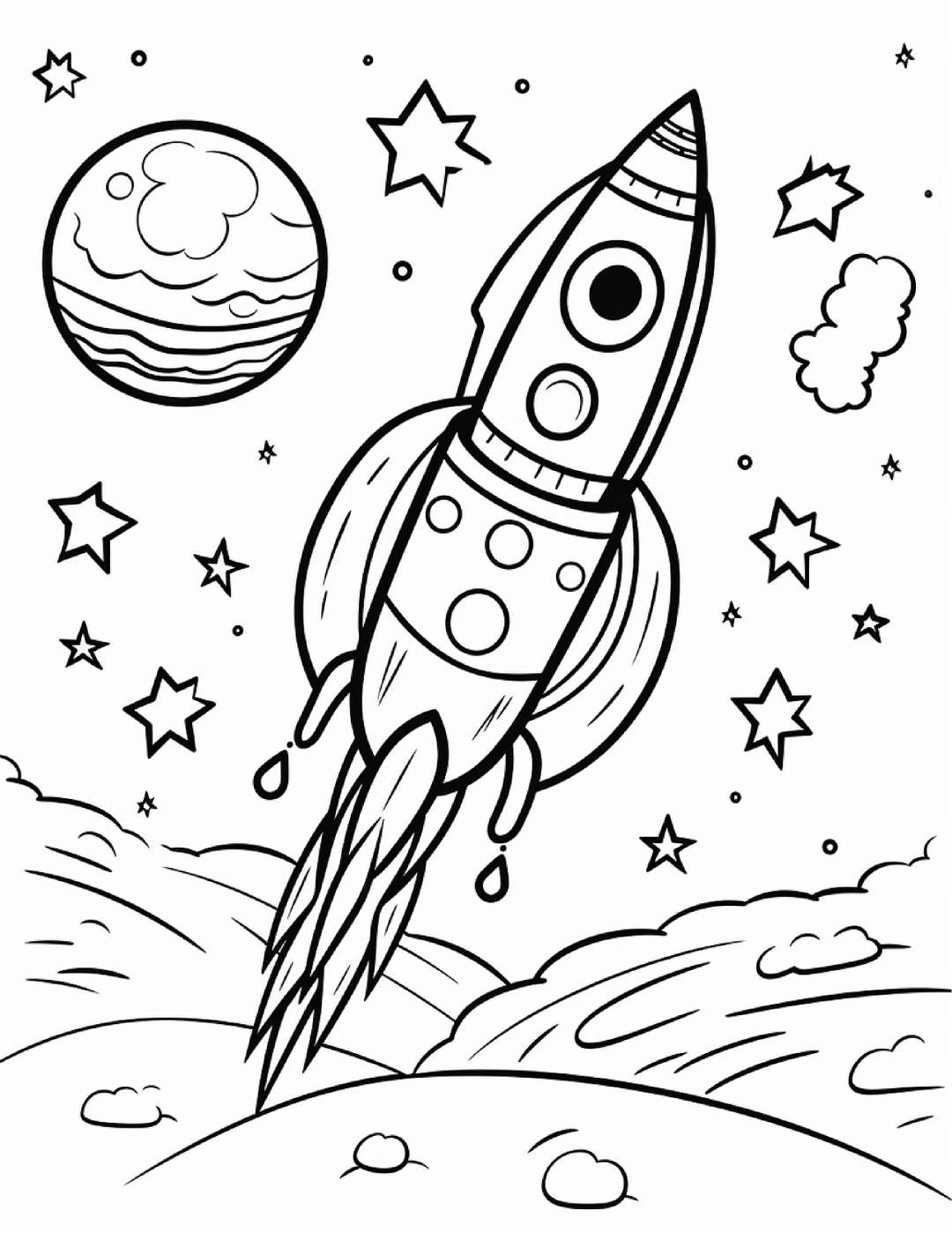 Space Adventures 46-50 Kids Coloring Pages 8x11 - Etsy UK